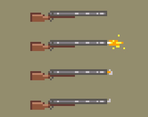 Pixel Art Double-Barrel Shotgun (16x16) - Fire & Reload Animations by ...