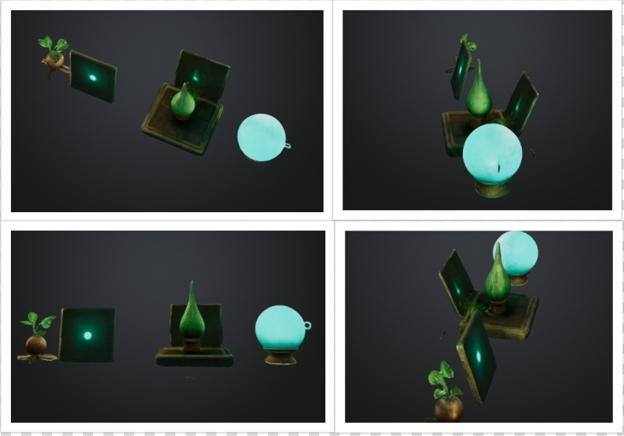 Interactive 3D Game Objects: Magical Orb, Ancient Tablet, and Whimsical ...