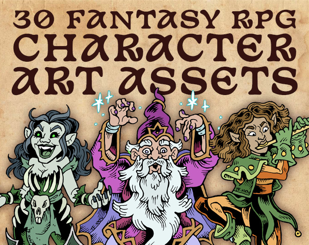 30 Fantasy RPG Character Art Assets by Penflower Ink