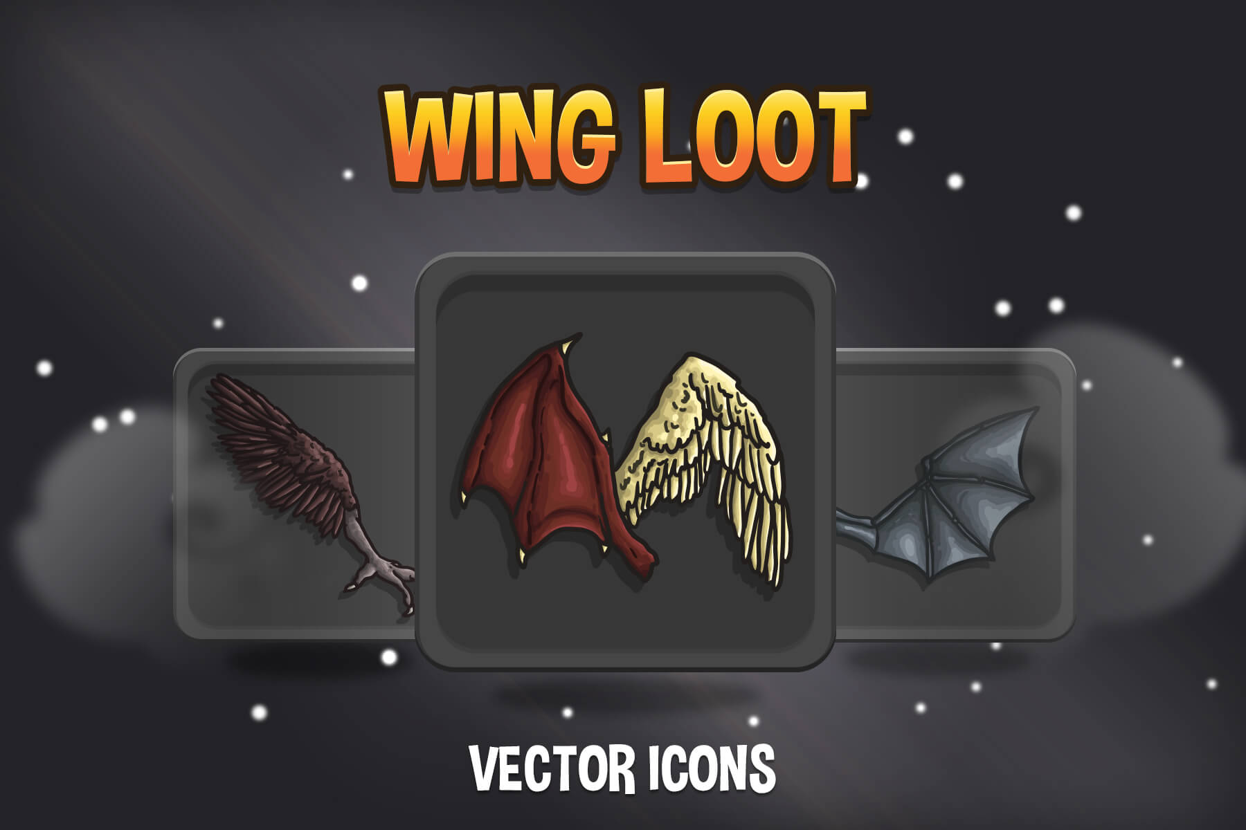 Wings Loot Game Icon Pack by Free Game Assets (GUI, Sprite, Tilesets)