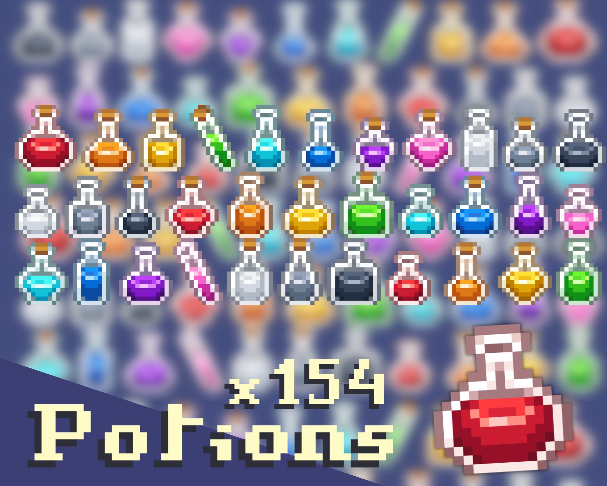 154 potions pixel-art icons by Frenchpixelle