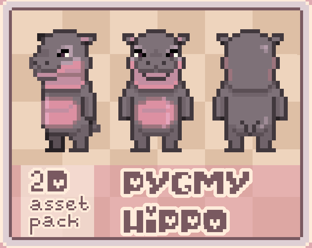 Pygmy Hippo - Animated Pixel Character by pixelmia