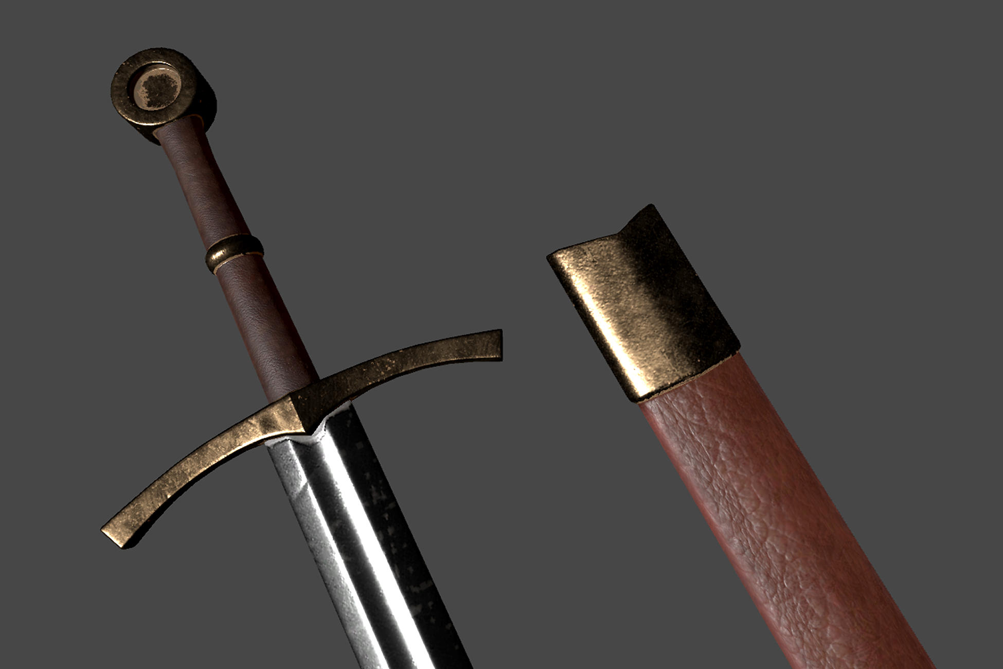 Longsword & Sheath 3D Model by RedNebulaStudios