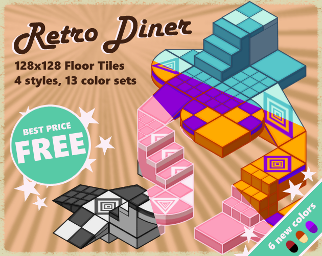 Isometric Tiles - Retro Diner Pack - 128x128 by AlienDrakon