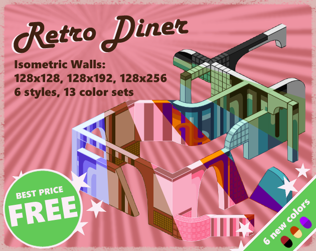 Isometric Walls - Retro Diner Pack - 128x128, 128x192, 128x256 by ...