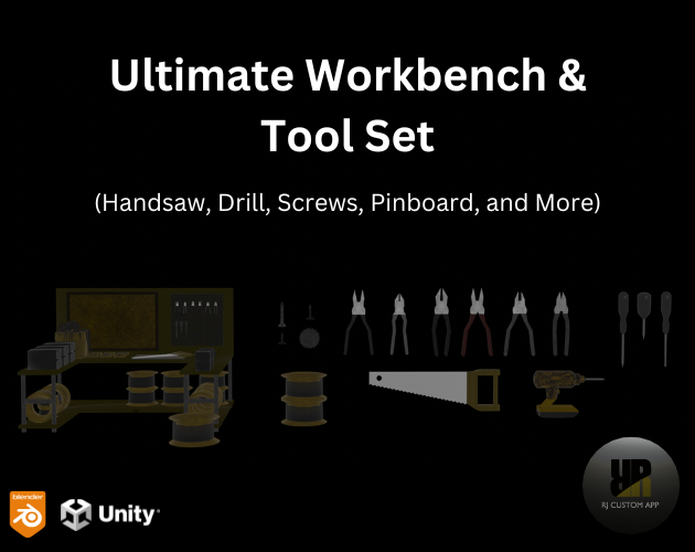 Ultimate Workbench & Tool Set - Handsaw, Drill, Screws, Pinboard, and ...