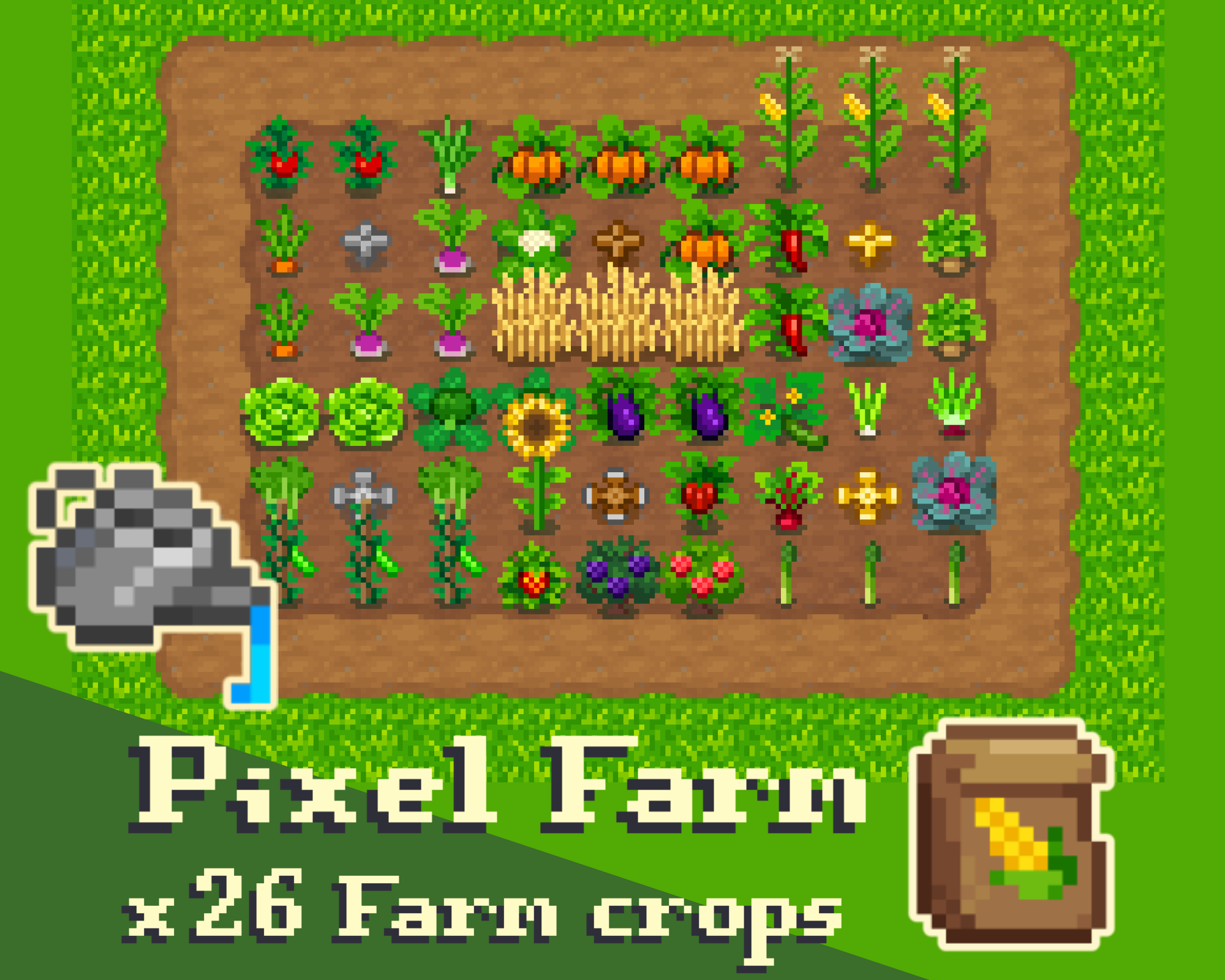 Pixel Farm - 26 Farm Crops by Frenchpixelle