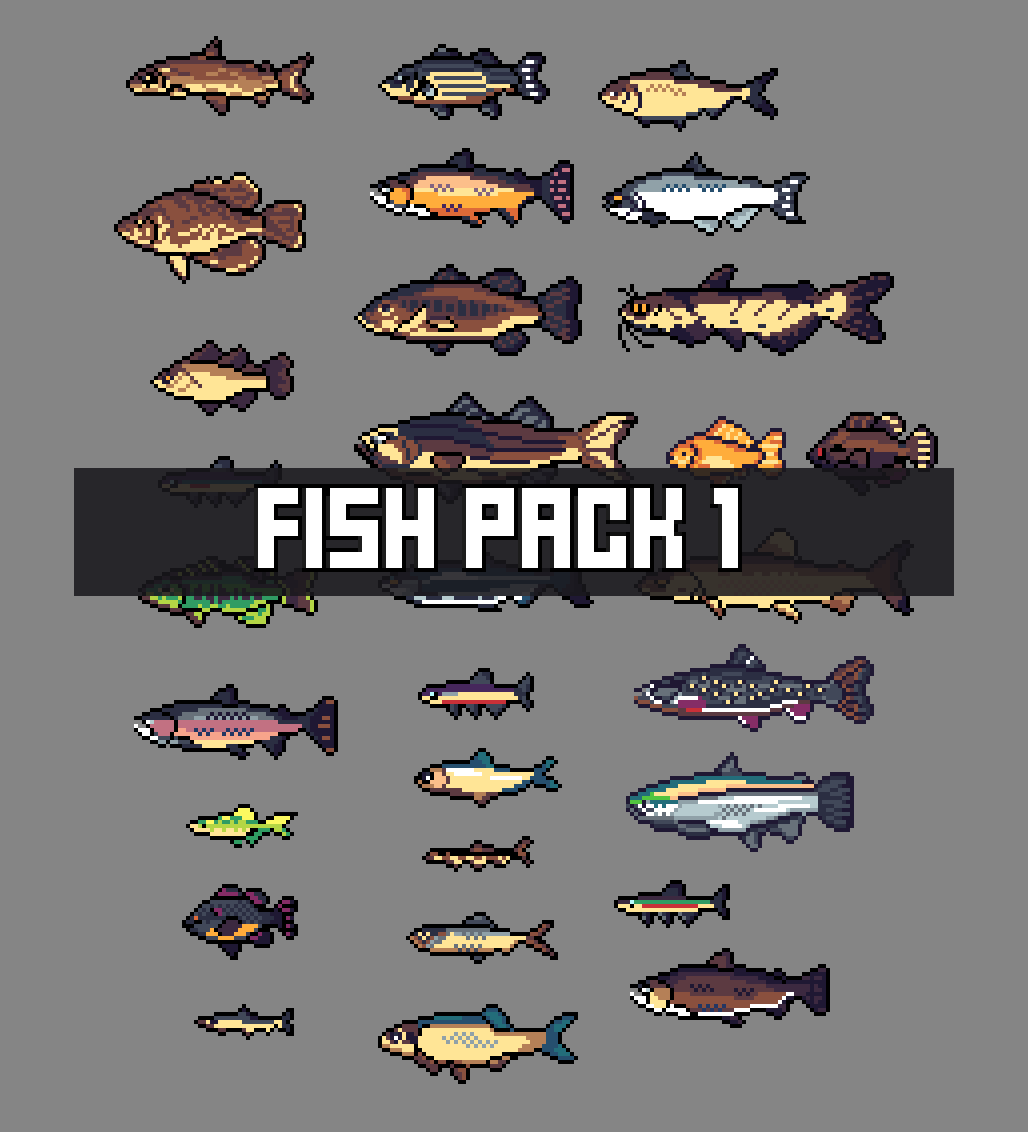 Pixel Art Fish Asset Pack 1 by fandom