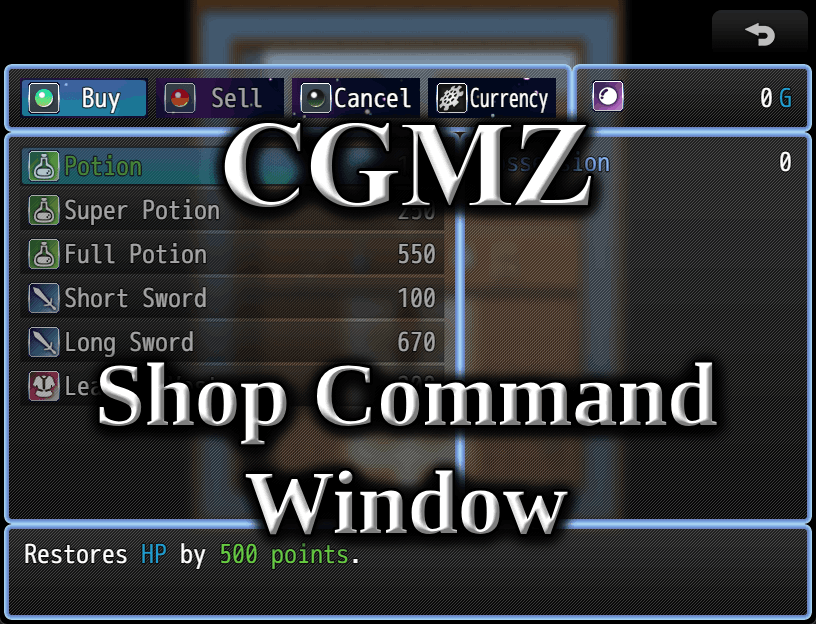 [CGMZ] Shop Command Window for RPG Maker MZ by Casper Gaming