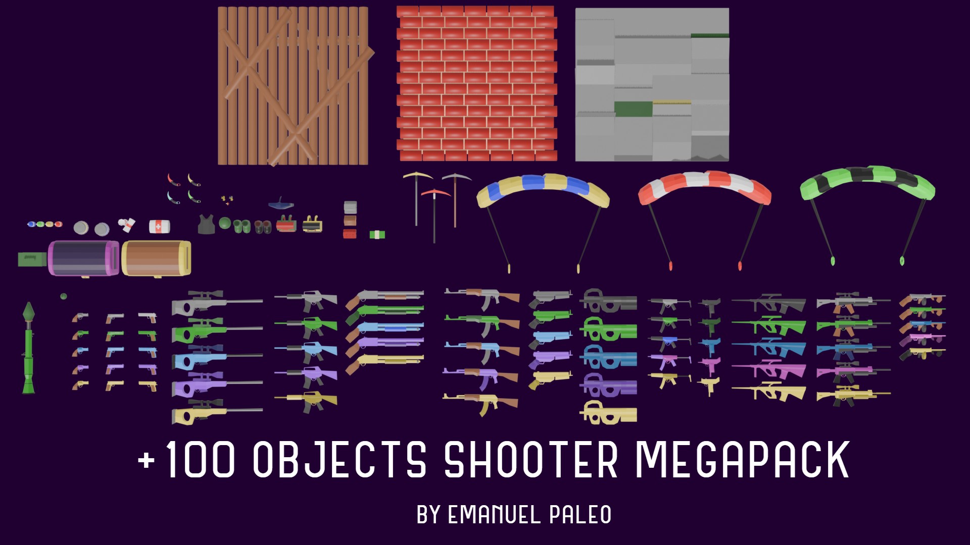 SHOOTER MEGAPACK LOWPOLY +100 OBJ by Emanuel