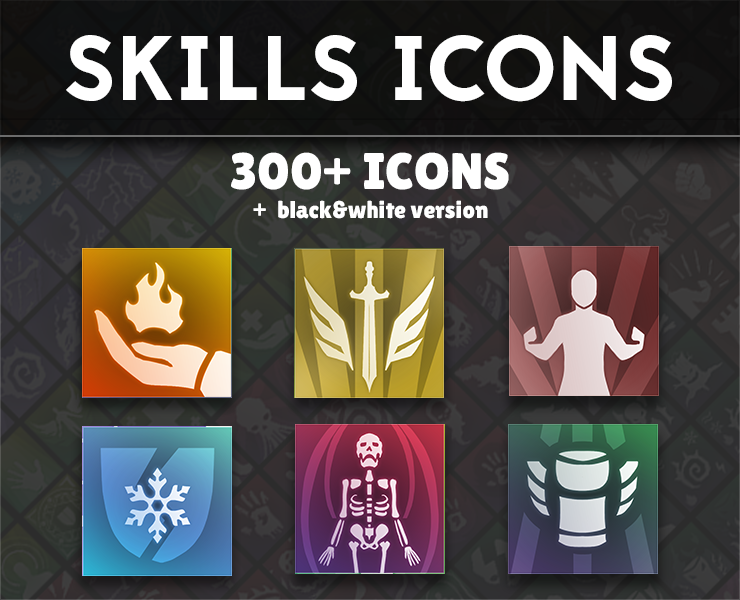 300+ Skills Flat Icons by KatGrabowska