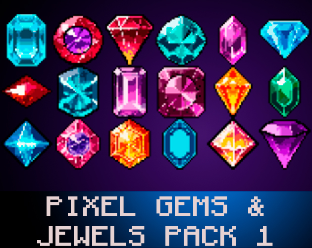 Pixel Gems and Jewels Pack 1 by FortressSide