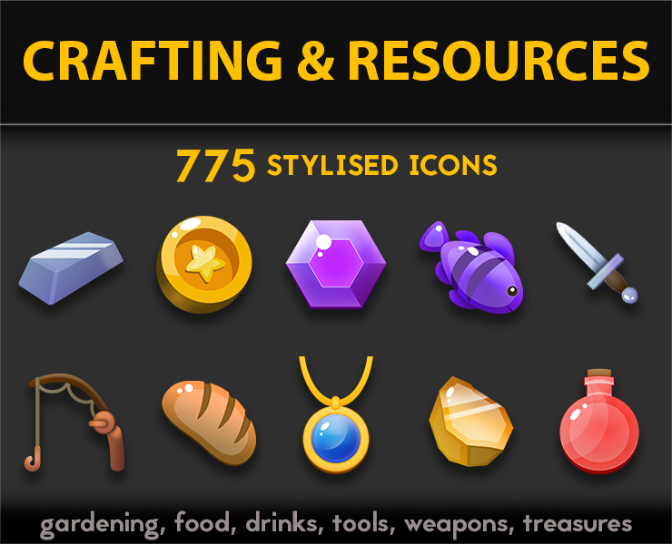 775 Crafting & Resources Stylized Icons by KatGrabowska