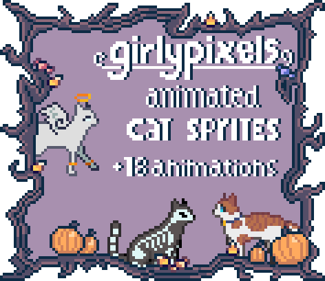 2D Pixel Cat Sprites by girlypixels