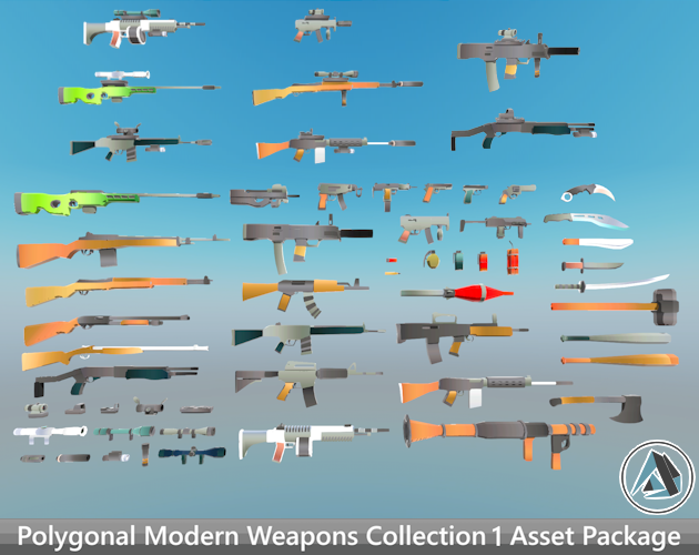 Polygonal Modern Weapons Collection 1 Asset Package {Paid Polygonal 3D ...