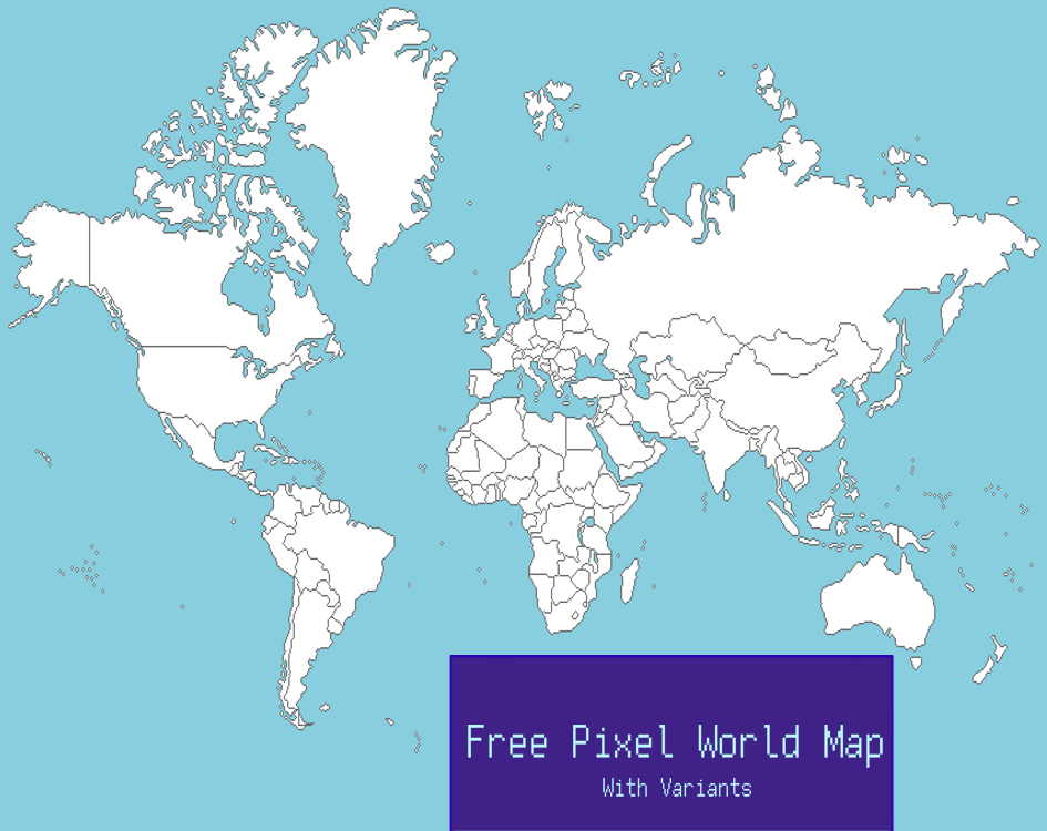 Free Pixel World Map of Earth by Double C