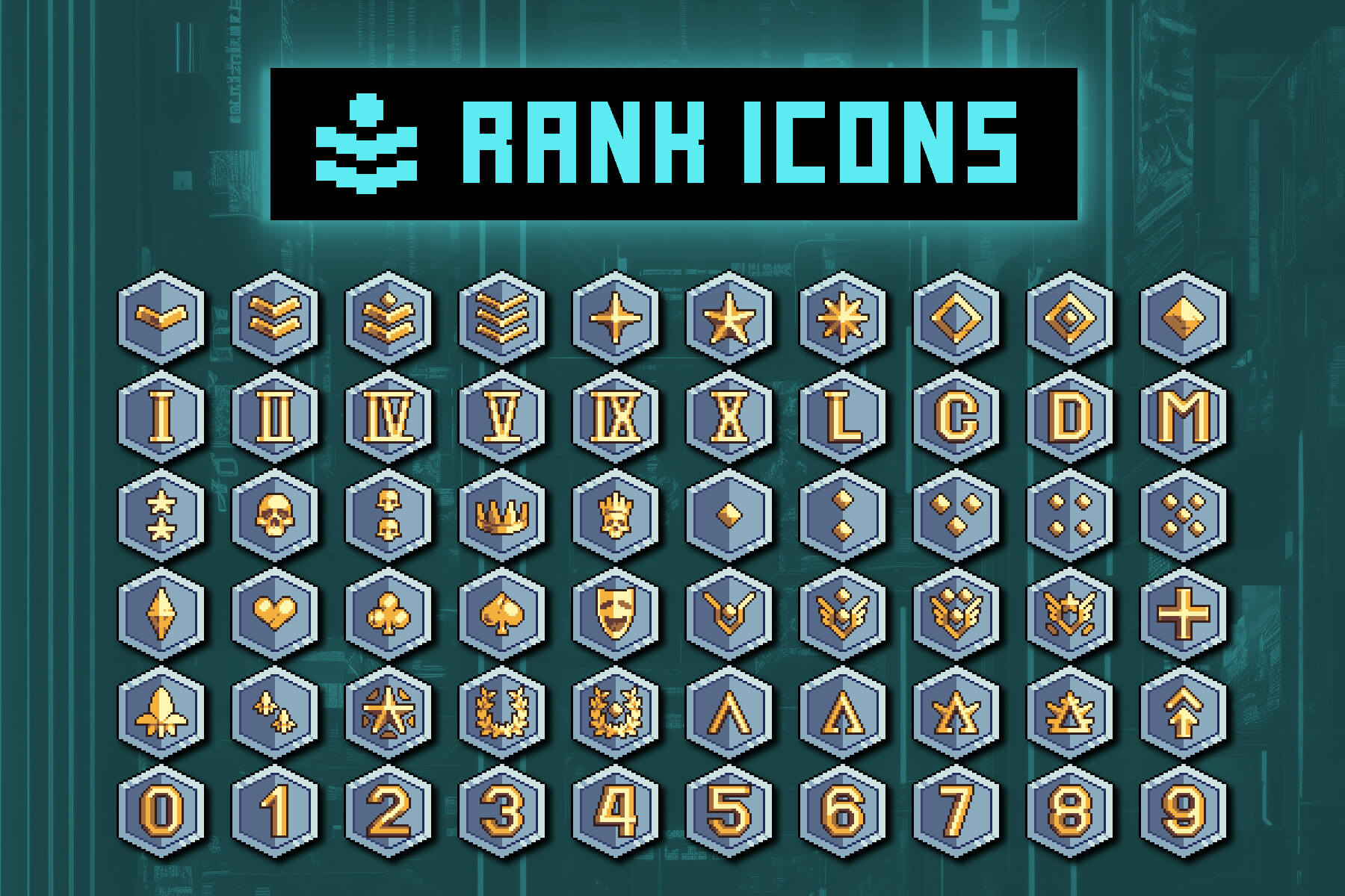 32×32 Pixel Rank Icons by Free Game Assets (GUI, Sprite, Tilesets)