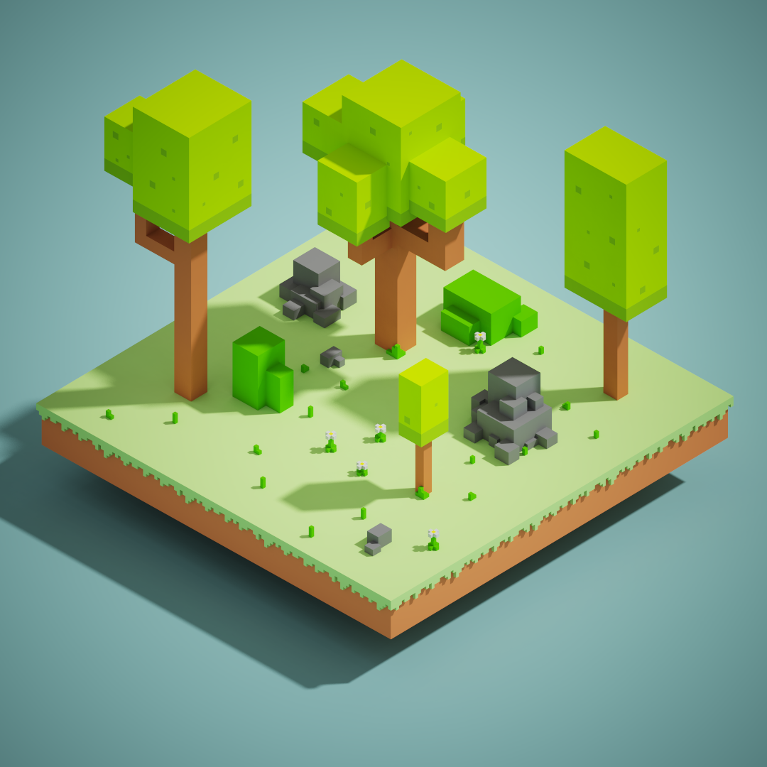 Free isometric enviroment : Vegetatión, trees and rocks. by PabloGameDev
