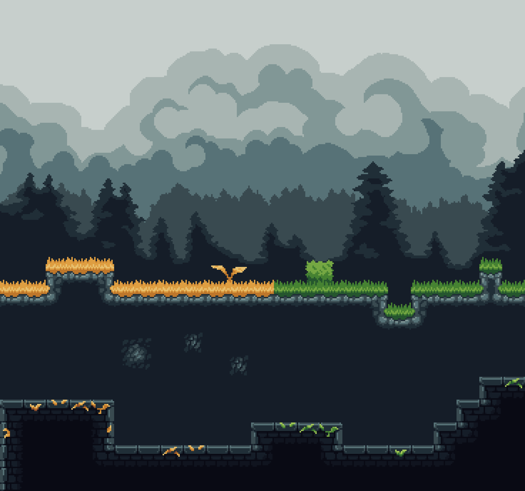 16x16 tilemap and background with parallax effect by zatfix