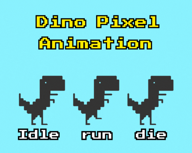 【128x128】Pixel Dino Spritesheet - Idle, Run, and Death Animations by ...