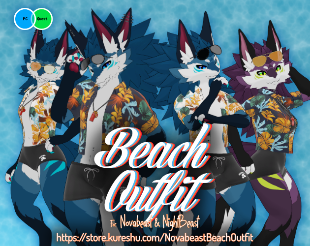 Beach Outfit for Novabeast & Nightbeast (VRChat PC and Quest Compatible) by Kureshu
