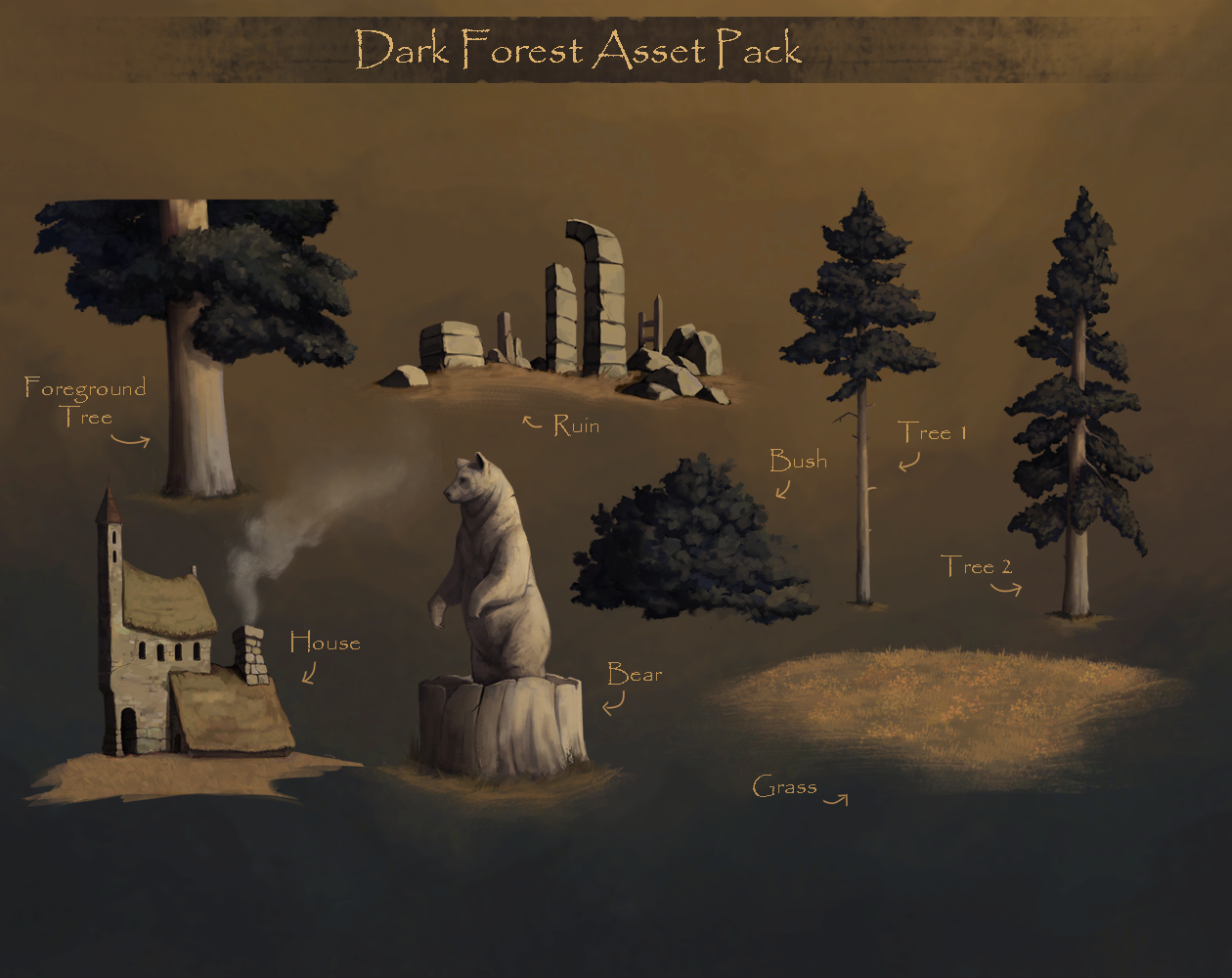 Dark Forest 2D Asset Pack by SemKoot