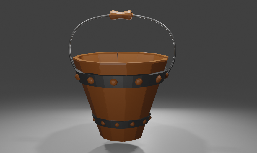 Low Poly Wooden bucket by PopovskiyDaniil