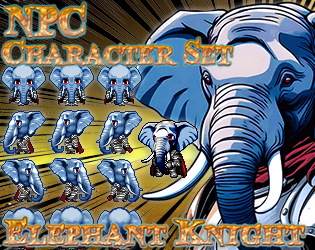 RPG Maker NPC Character Set - Elephant Knight by GalacticGod