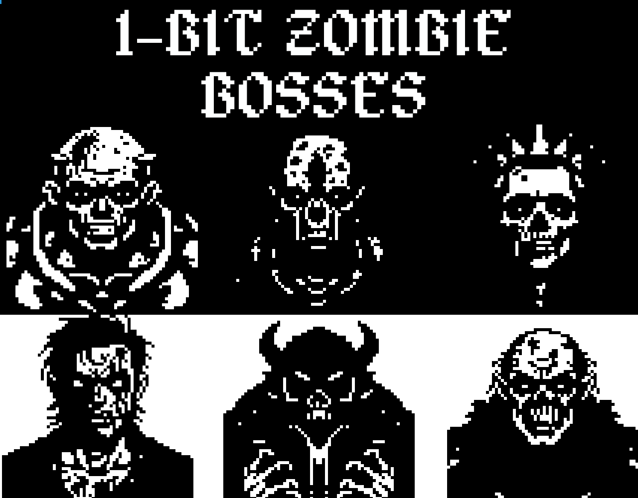 Zombie Boss Pack - 1-Bit Pixel Art Halloween Monster Portrait for ...