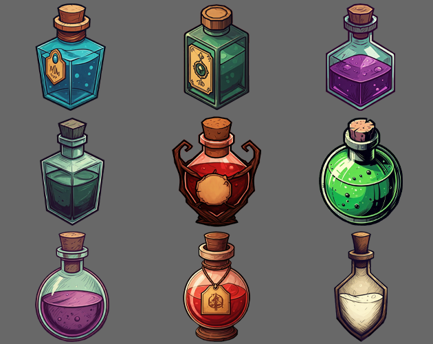 Potions Sprites / Alchemy - Game Asset Pack 2D .PNG by PabloGameDev
