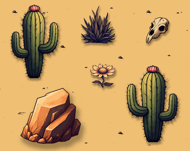 Desert Biome Tile Set : Isometric 2D .PNG by PabloGameDev