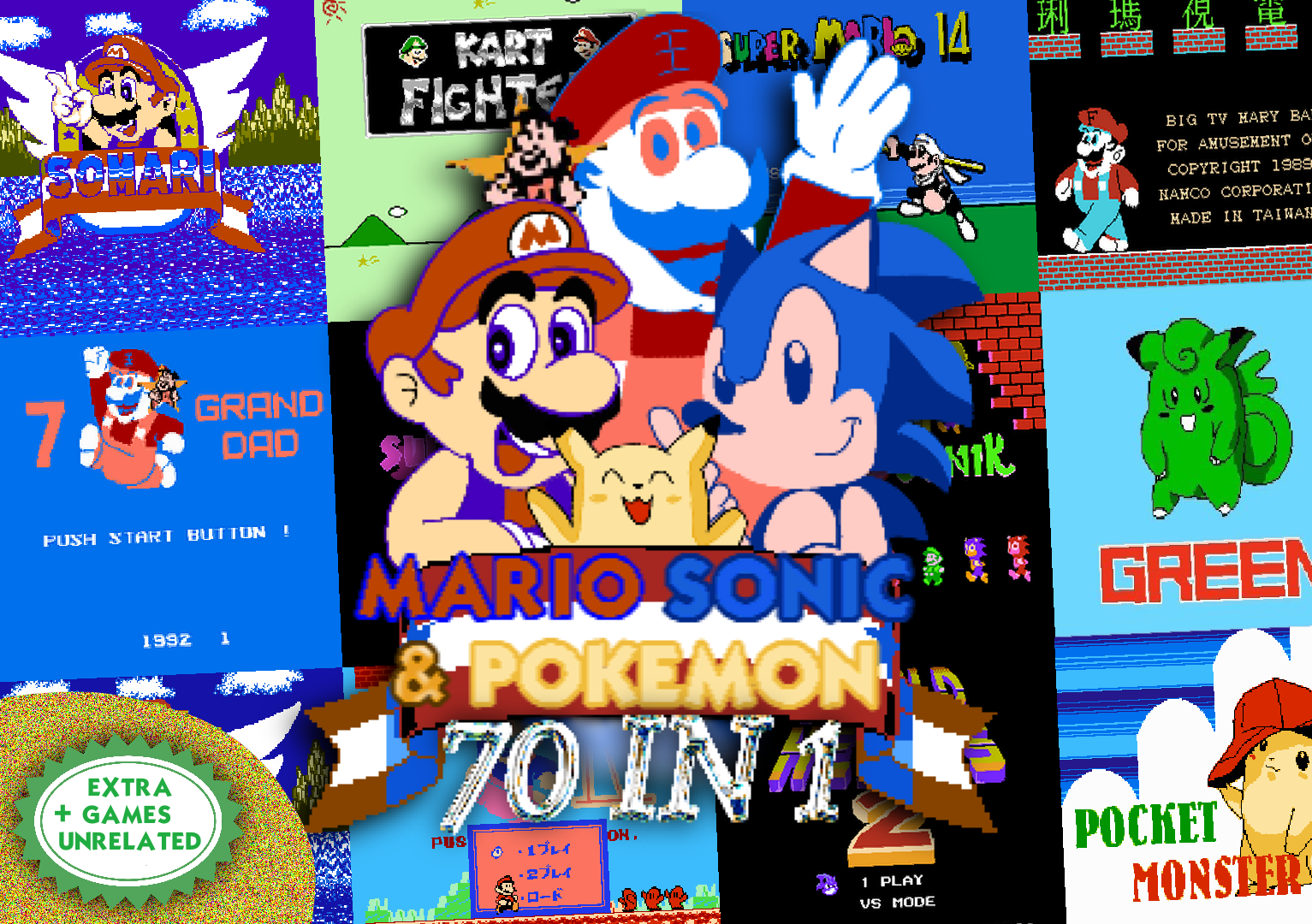 Mario Sonic & Pokemon NES Bootleg Games (70 in 1) by TheDelta769