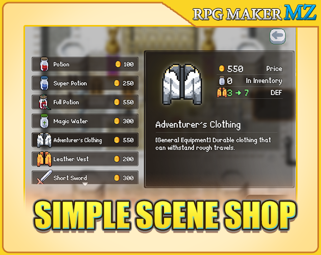 Simple Scene Shop - Plugin for RPG Maker MZ by Sang Hendrix
