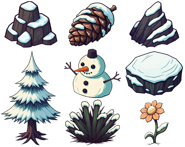 Snow & Winter Biome Tileset | 2D Sprites .PNG by PabloGameDev