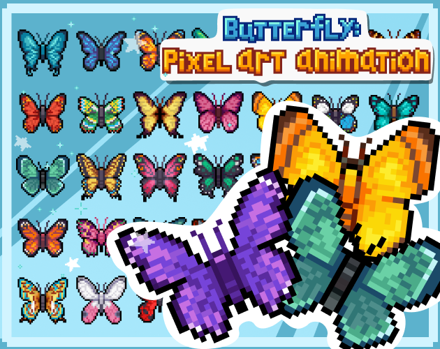 Butterfly pixel art animation by CoffeeGuy