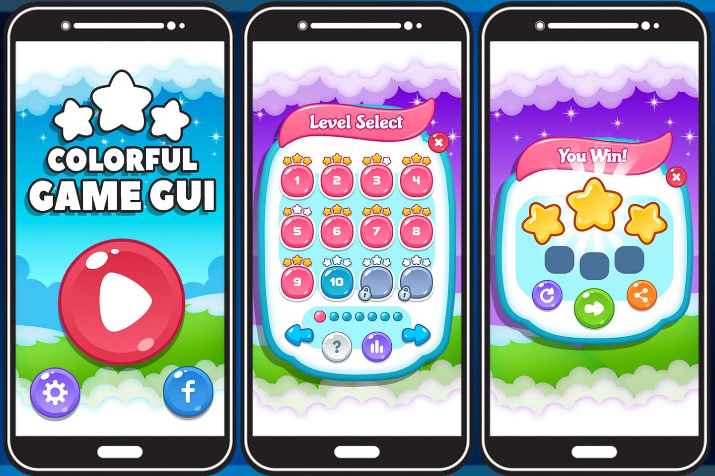 Casual, Colorful and Flat Game Assets for Mobile Games by Renderman ...