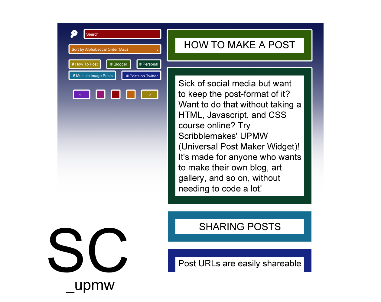 Universal Post Maker Widget by Scribblemakes