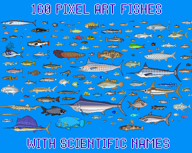 160 Pixel Art Fish listed by Scientific Names by catcrategames