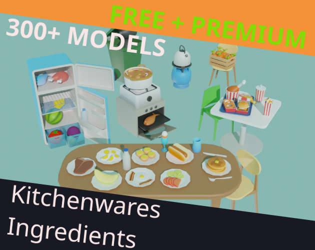 Toony Kitchen & Ingredients Models by Sigun Studio