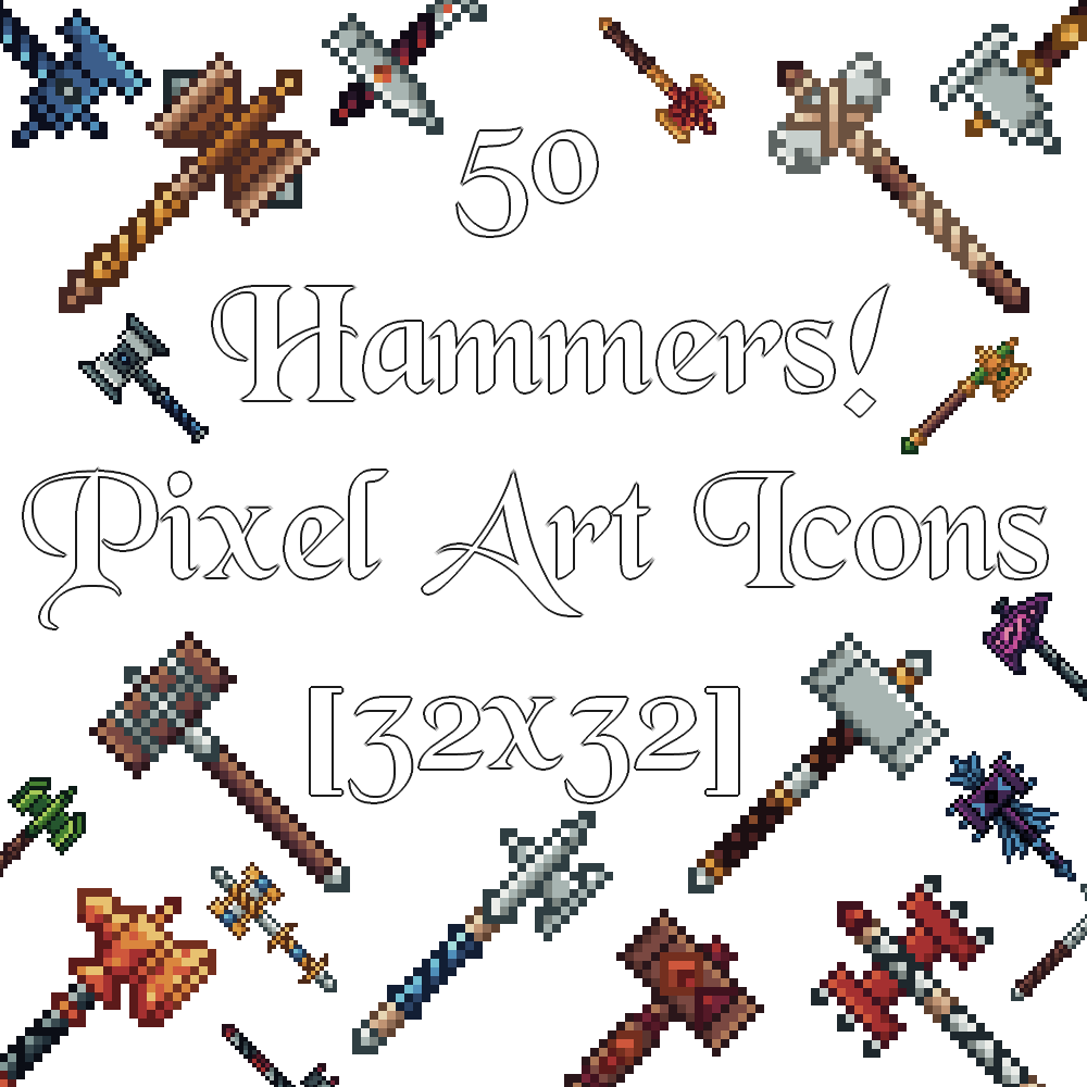 Pixel Art Hammers Icons By Magicae Games
