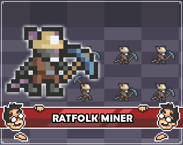 2D Pixel Art Ratfolk Miner Sprites by Elthen's Pixel Art Shop