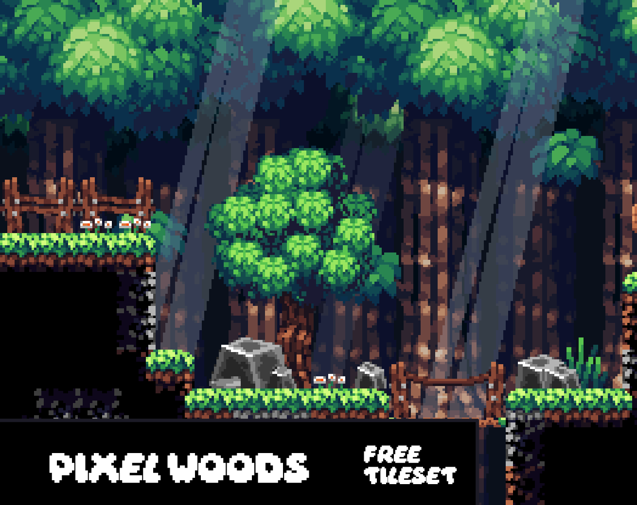 Pixel Woods - Free Platformer Tileset by Cubic Tree