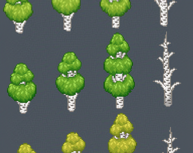 Pixel Objects Pack - Birch Trees by VectoRaith