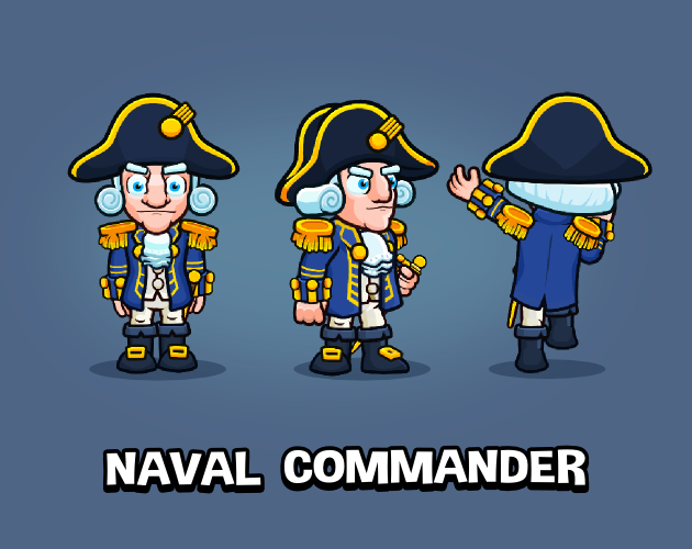 Naval commander character pack by Robert Brooks - gamedeveloperstudio.com