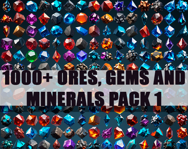 Pack 33 - Ores, Gems and Minerals 1000+ Sprites by FortressSide