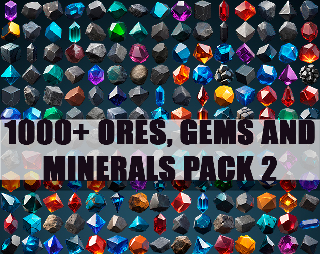 Pack 34 - Ores, Gems and Minerals 1000+ Sprites by FortressSide