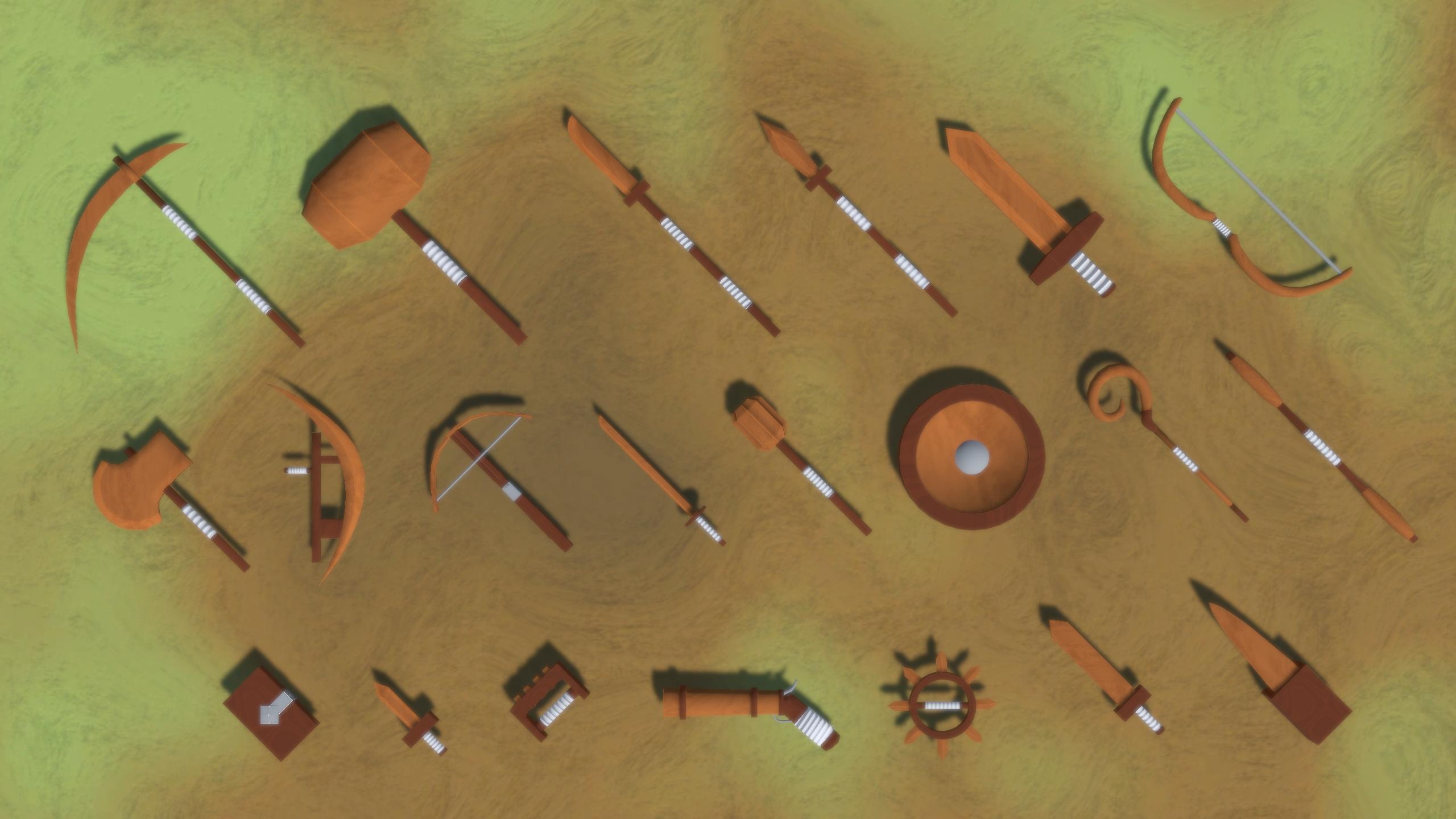 Low Poly 3d Fantasy Wood Weapons by Octablade