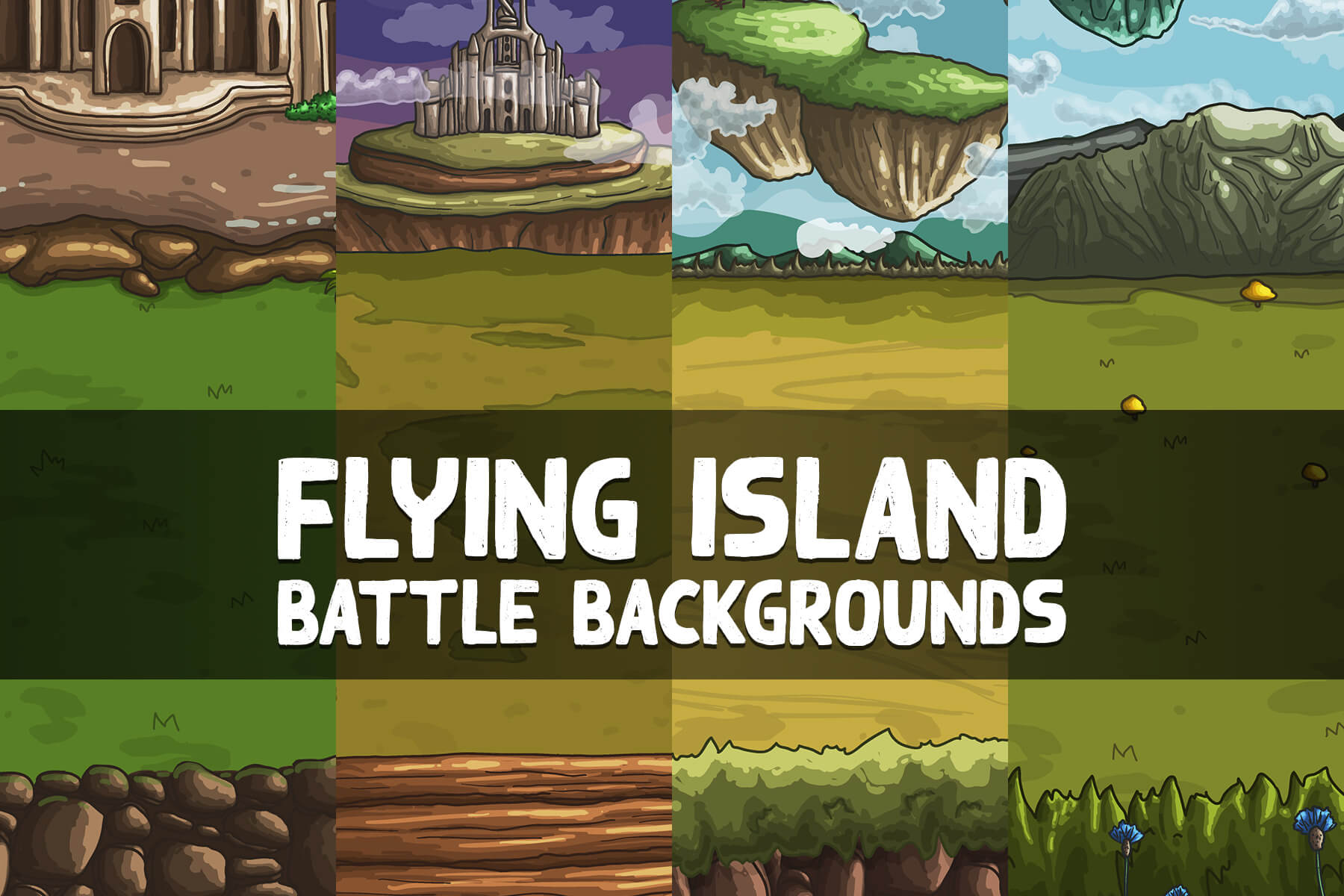 Flying Island Vector Battle Backgrounds by Free Game Assets (GUI ...