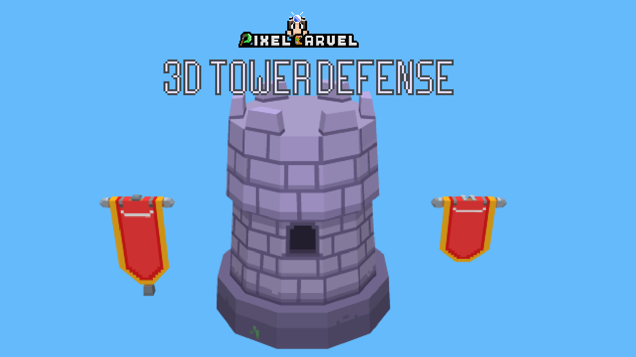 Low poly Tower and Flags by PixelCarvel