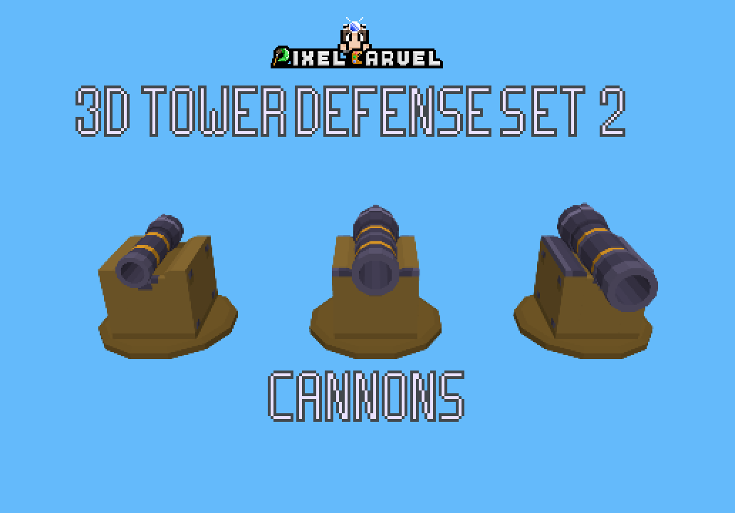 Low poly Tower Cannons by PixelCarvel